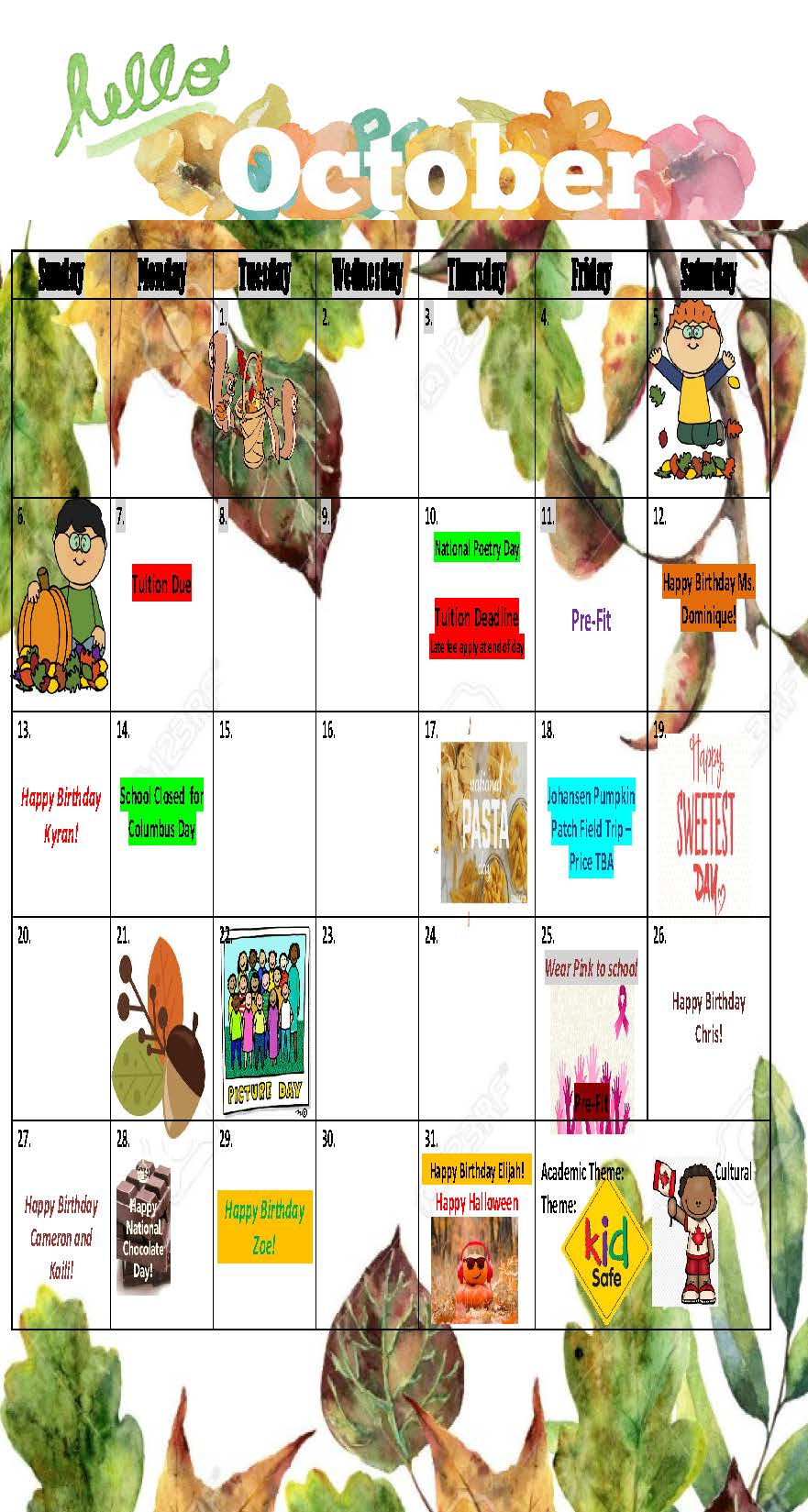 October Calendar 2019 (1)_Page_1 – The Premier Child Care Centers ...